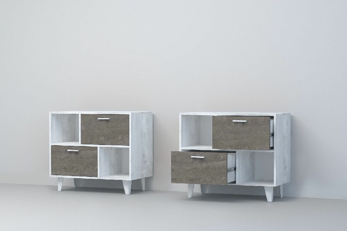 Тумба "ЭГО" Т-1 (НГ) Бетон Светлый/Камень Темный, Материал фасада - ЛДСП