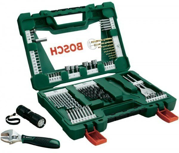 Набор сверл Bosch TiN и бит 83 шт. со светодиодным фонарем и раздвижным гаечным ключом (2607017193)