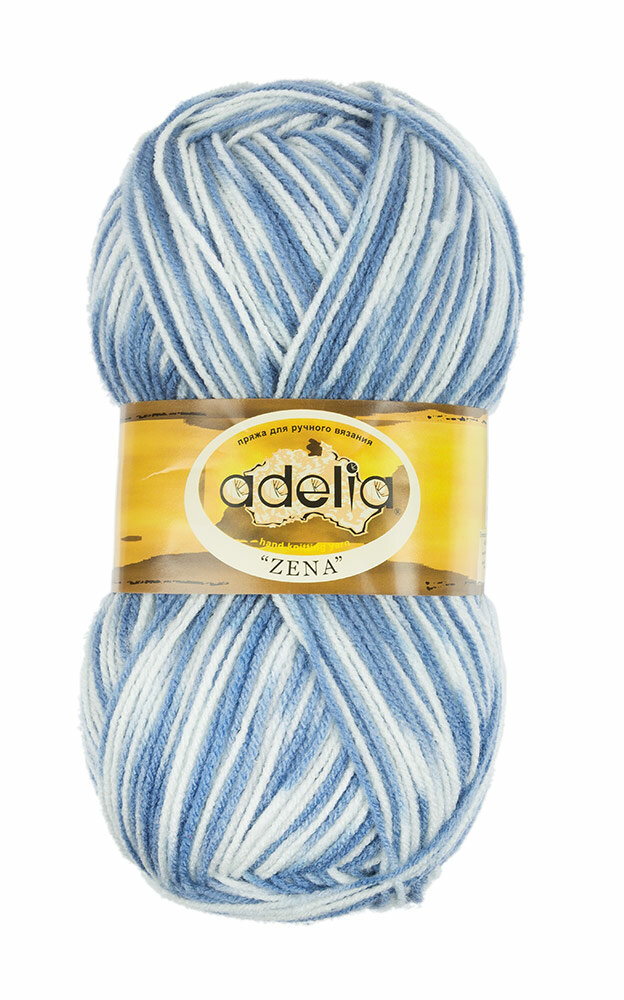 Пряжа ADELIA "ZENA" 100% акрил 100 г 308 м №92 белый, св. голубой