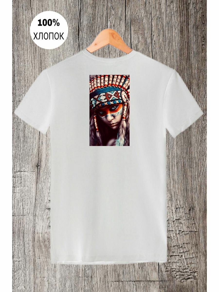 Футболка портрет девушка индеец