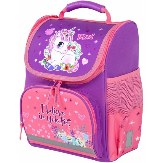 Ранец Пифагор BASIC, 1 отделение, 3 кармана, эргономичная спинка, "Happy unicorn", 35х28х18 см, 271372