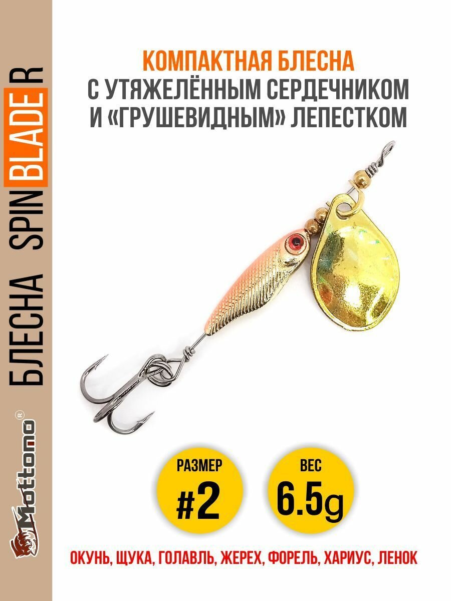 Блесна для рыбалки Spin Blade R #1 5g Gold Gold на окуня голавля щуку