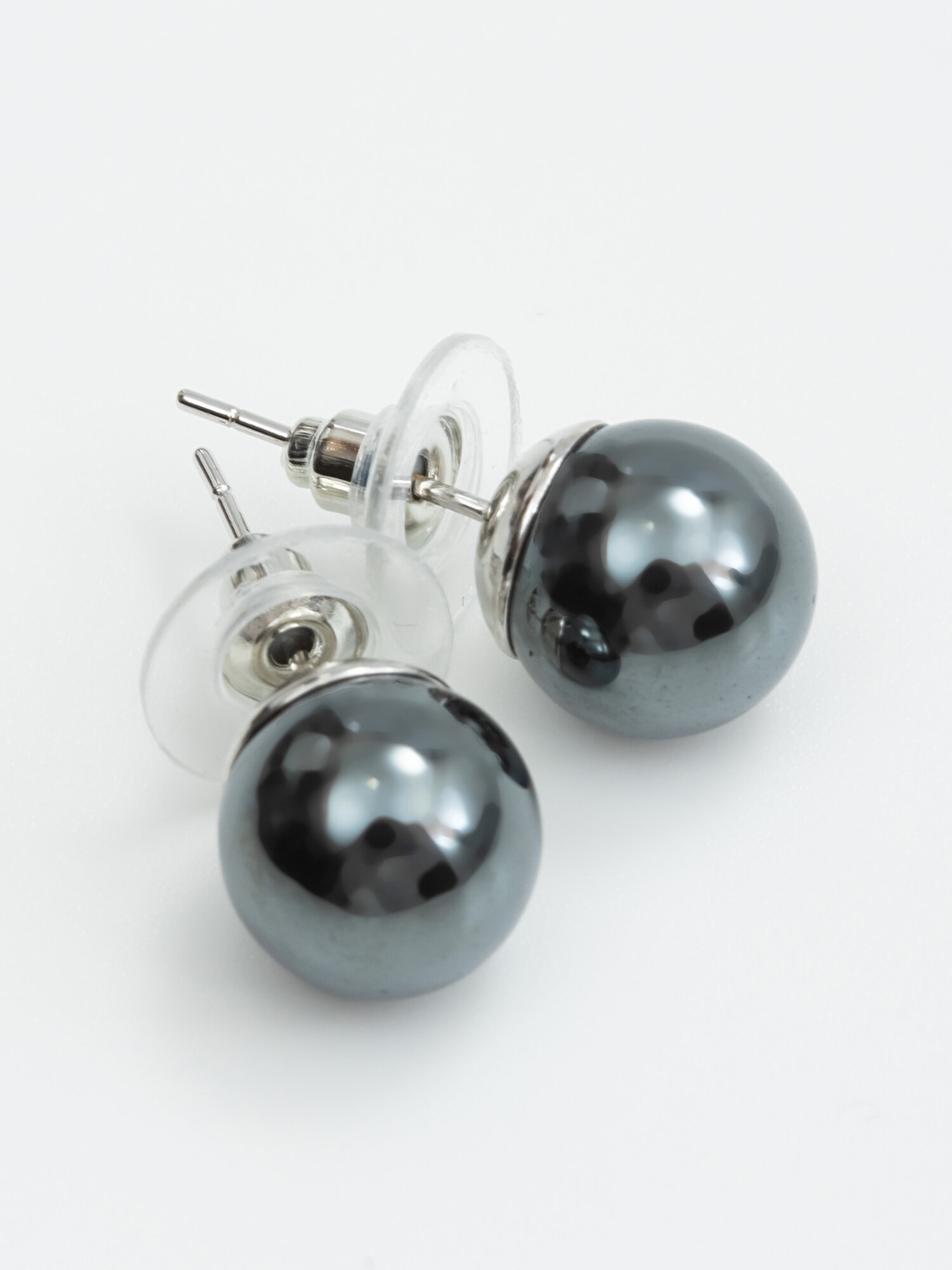 Серьги пусеты, гематит