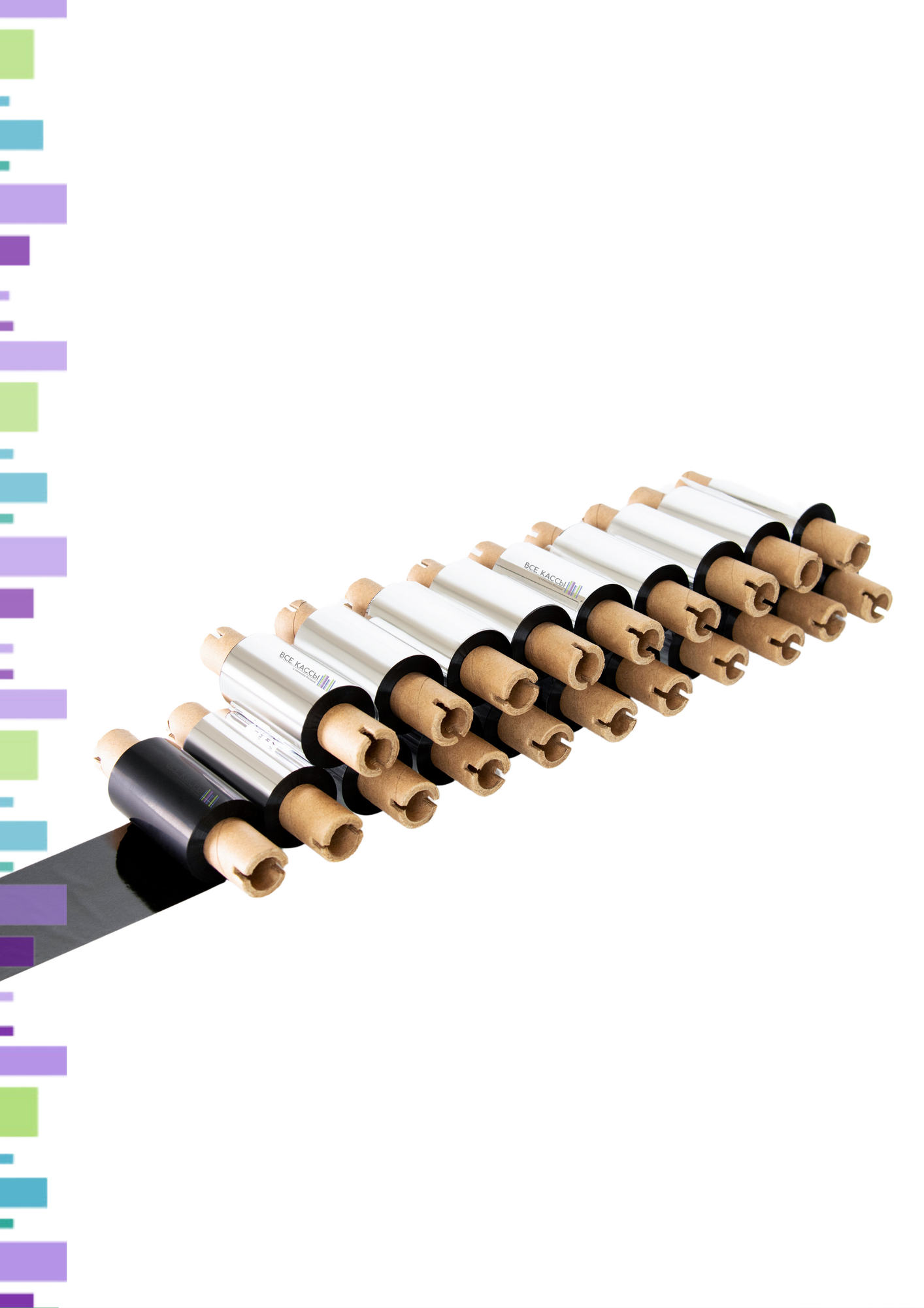 Термотрансферная красящая лента Риббон WAX (Ролик) 57ммх74м (Втулка 110мм), 20 шт.
