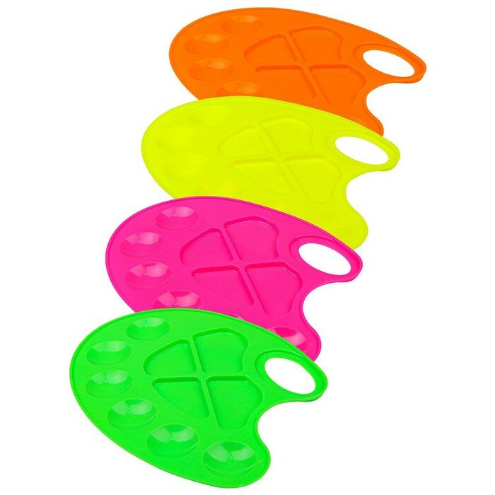 Палитра овальная, 10 ячеек Calligrata "Фонарики", неоновые цвета, микс