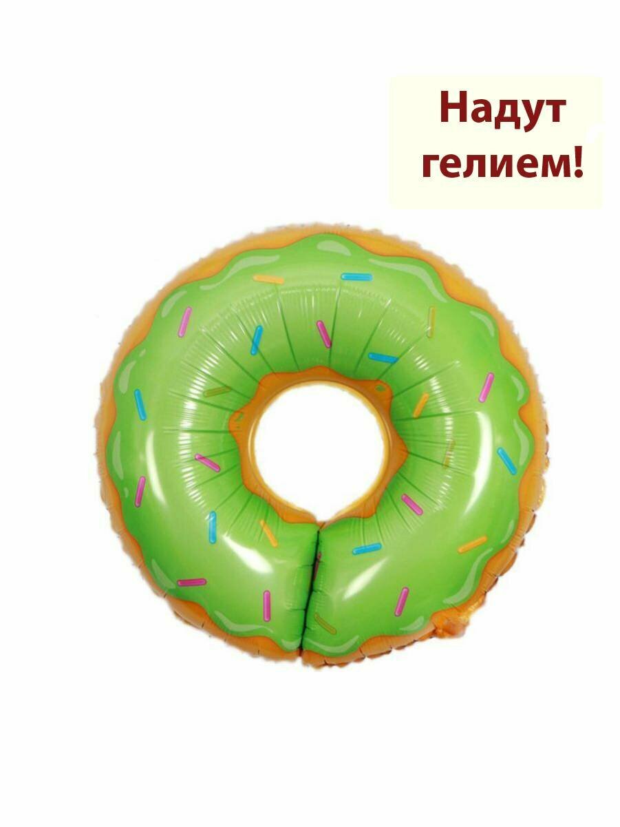 Воздушный шар с гелием фольгированная фигура Пончик (зеленый) 1шт