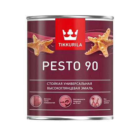 Эмаль TIKKURILA EURO MIRALKYD PESTO 90 алкидная, универсальная, высоко глянцевая база А белая 0,9л