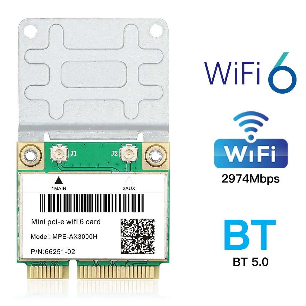 Mini PCIe Wi-Fi 6 карта MPE-AX3000H, Bluetooth 5.0