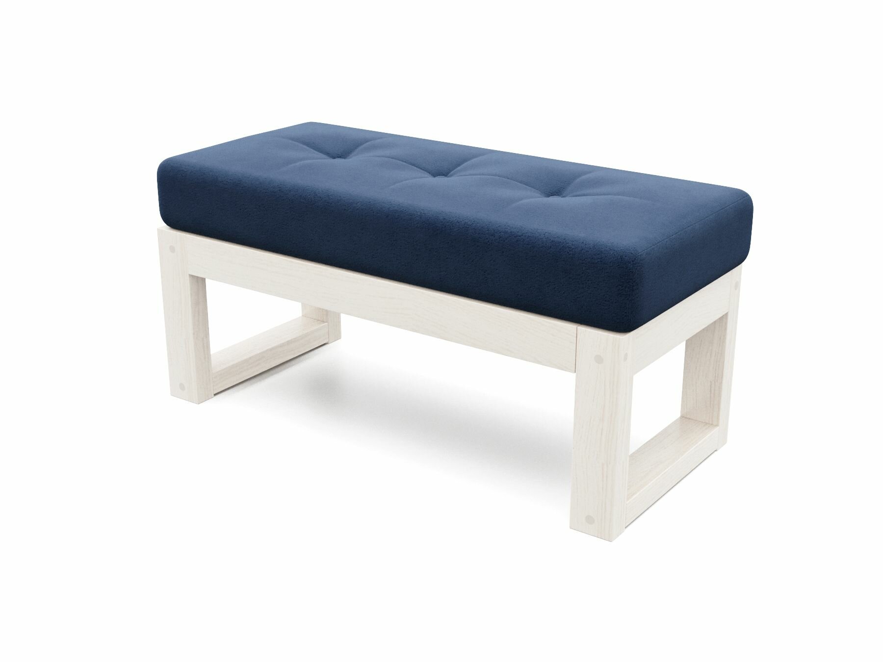 Банкетка Arsko Амбер Беленый Дуб Midnight, синий-беленый дуб, велюр, в прихожую, пуф в коридор, для туалетного столика, лофт