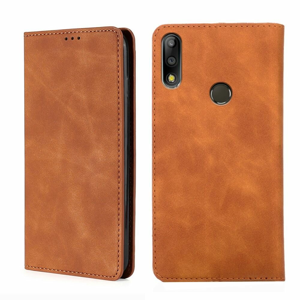 Чехол-книжка MyPads для Asus Zenfone Max Pro M2 ZB631KL / Асус Зенфон ZB631KL мягкое прикосновение (светло-коричневый)