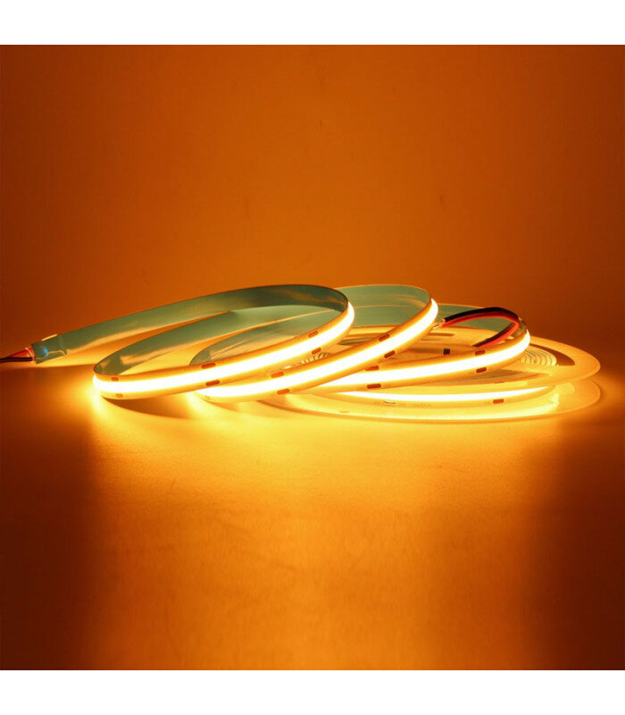 Светодиодная лента COB, 12В. Цвет: Теплый белый, IP33. Катушка 10 метров