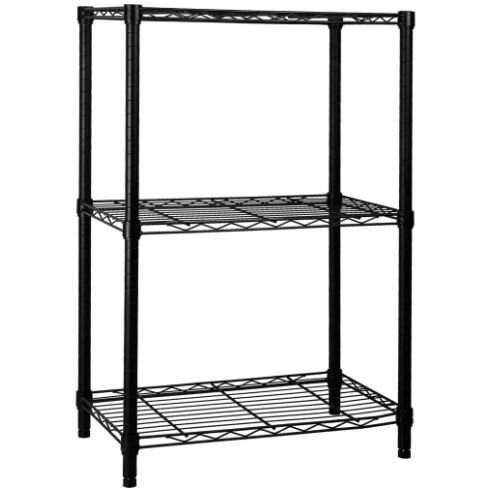 Стеллаж сетчатый 3 полки 60x90x35 см металл цвет черный нагрузка на полку 50 кг
