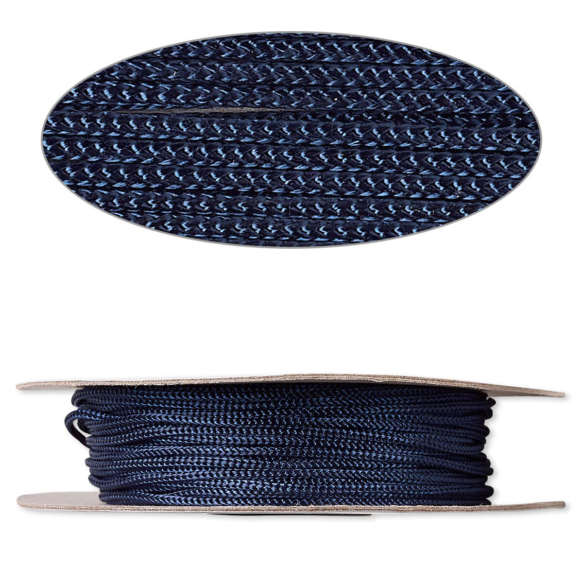 Шнур синтетический нейлоновый, около 2мм, плетеный, темно-синий, 5 метров