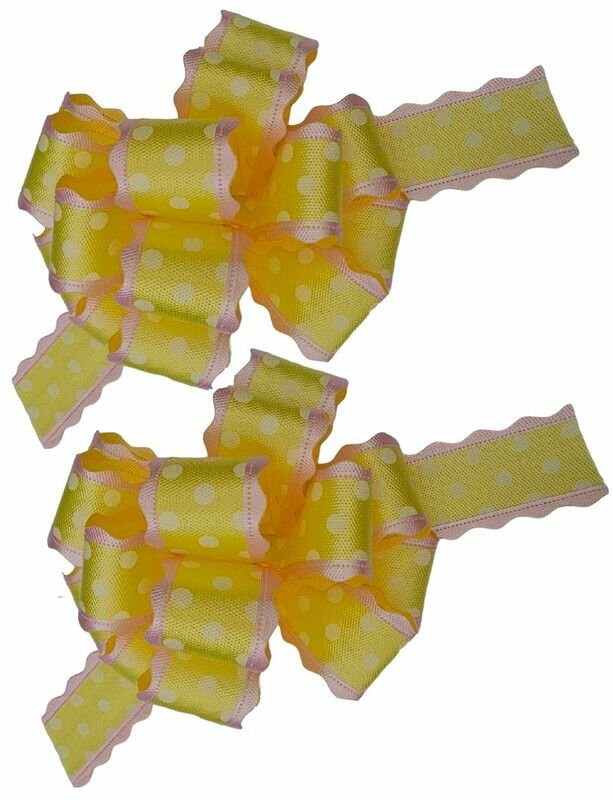 Бант-шар 2 штуки подарочный цветной с рисунком Горох цвет желтый