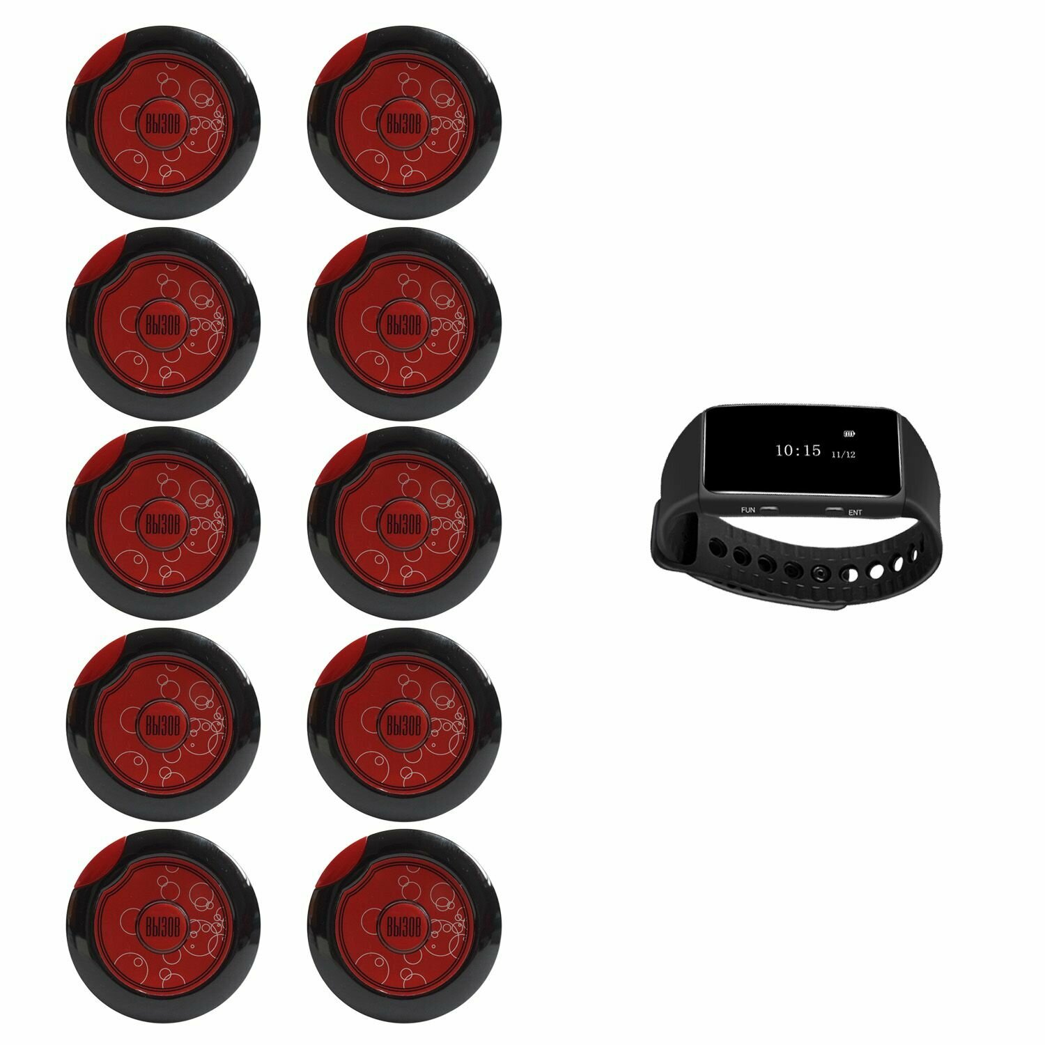 Комплект системы вызова персонала: часы-пейджер П-16 и 10 кнопок вызова К-9