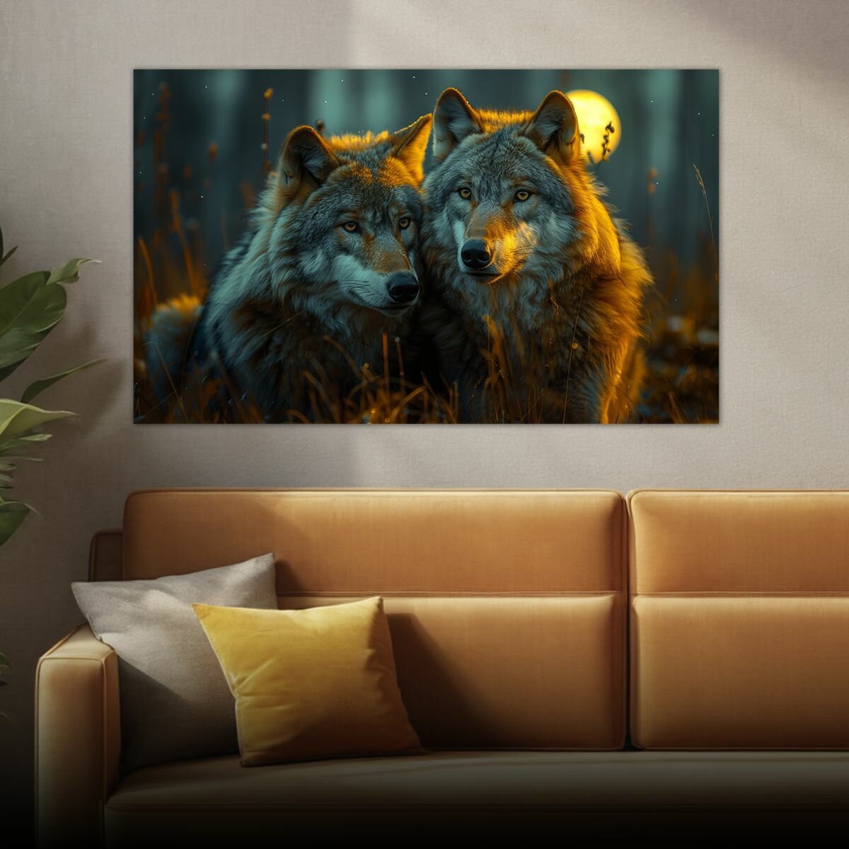 Картина на стену для интерьера "Пара волков" 60х100см Добродаров Ф0741