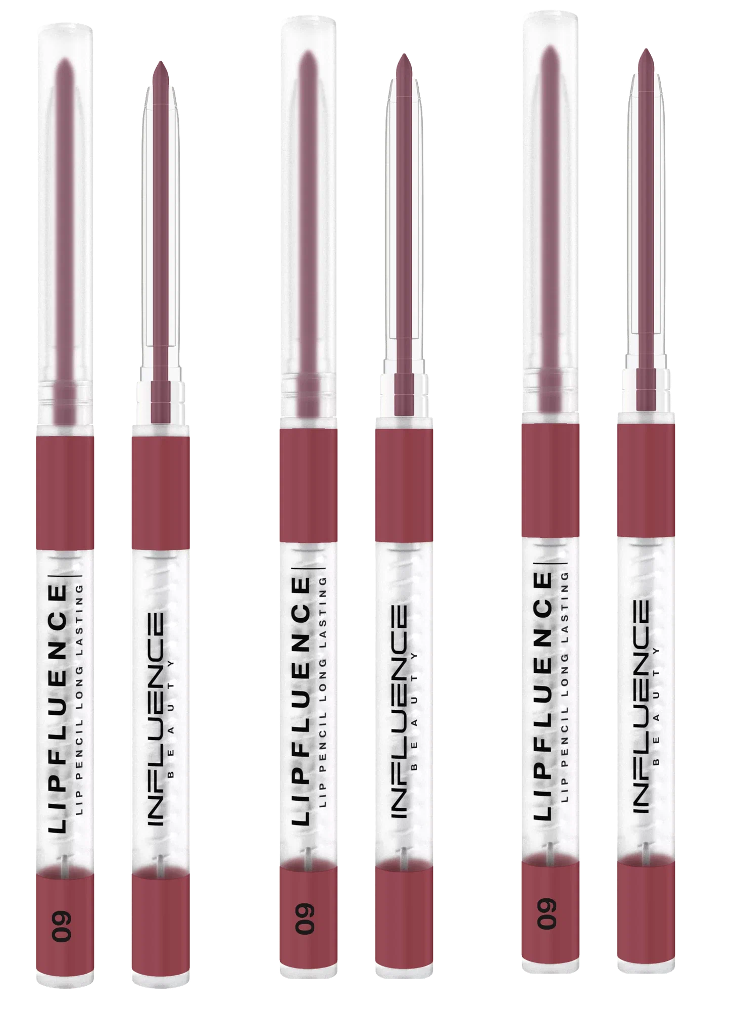 Карандаш для губ автоматический гелевый стойкий Influence Beauty Lipfluence т.09 3 шт