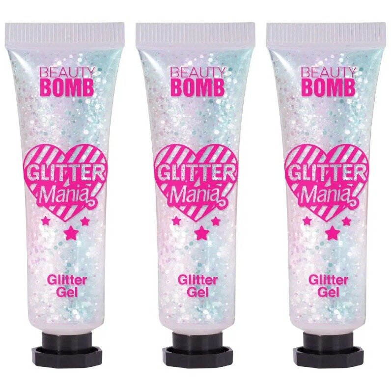 Глиттер гель для лица Beauty Bomb Glitter Mania, тон 01 Sensation 15мл, 3 шт