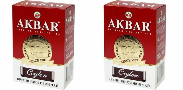 Akbar Чай Черный Ceylon, с медалью, 250 гр, 2 шт