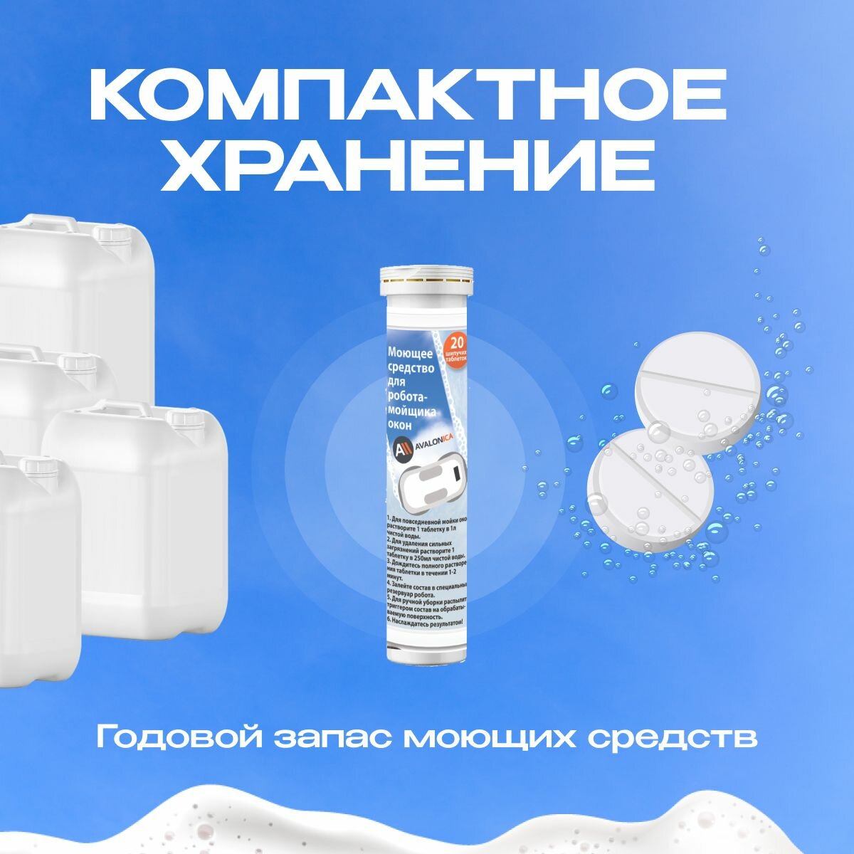 Моющее средство для робота мойщика окон (Xiaomi, Redmond, Hutt, Hobot ...