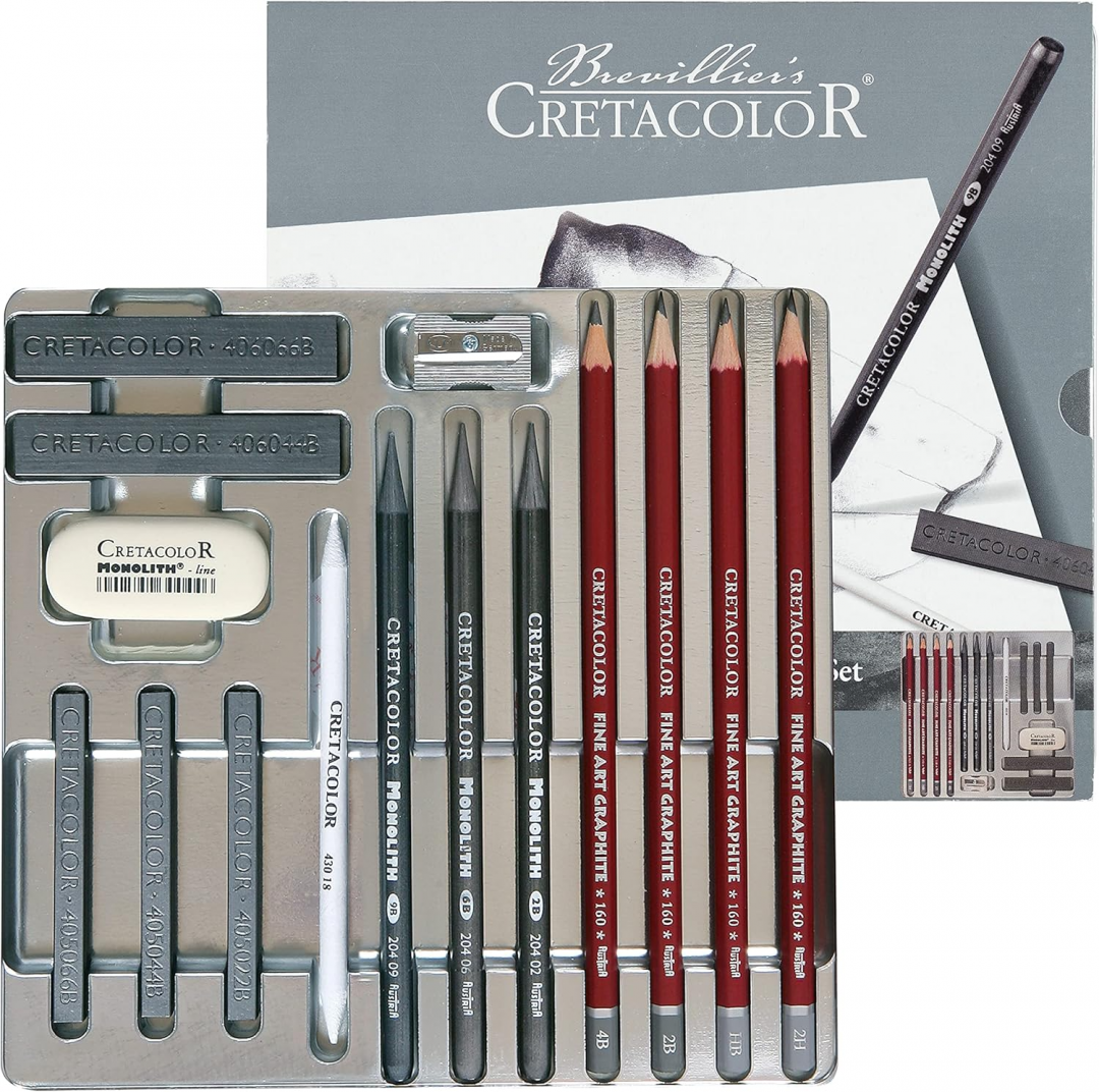 Cretacolor Набор "Silver box" в металлической коробке