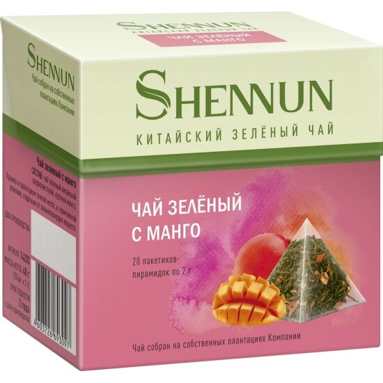 Чай зеленый Shennun с манго 20 пирамидок