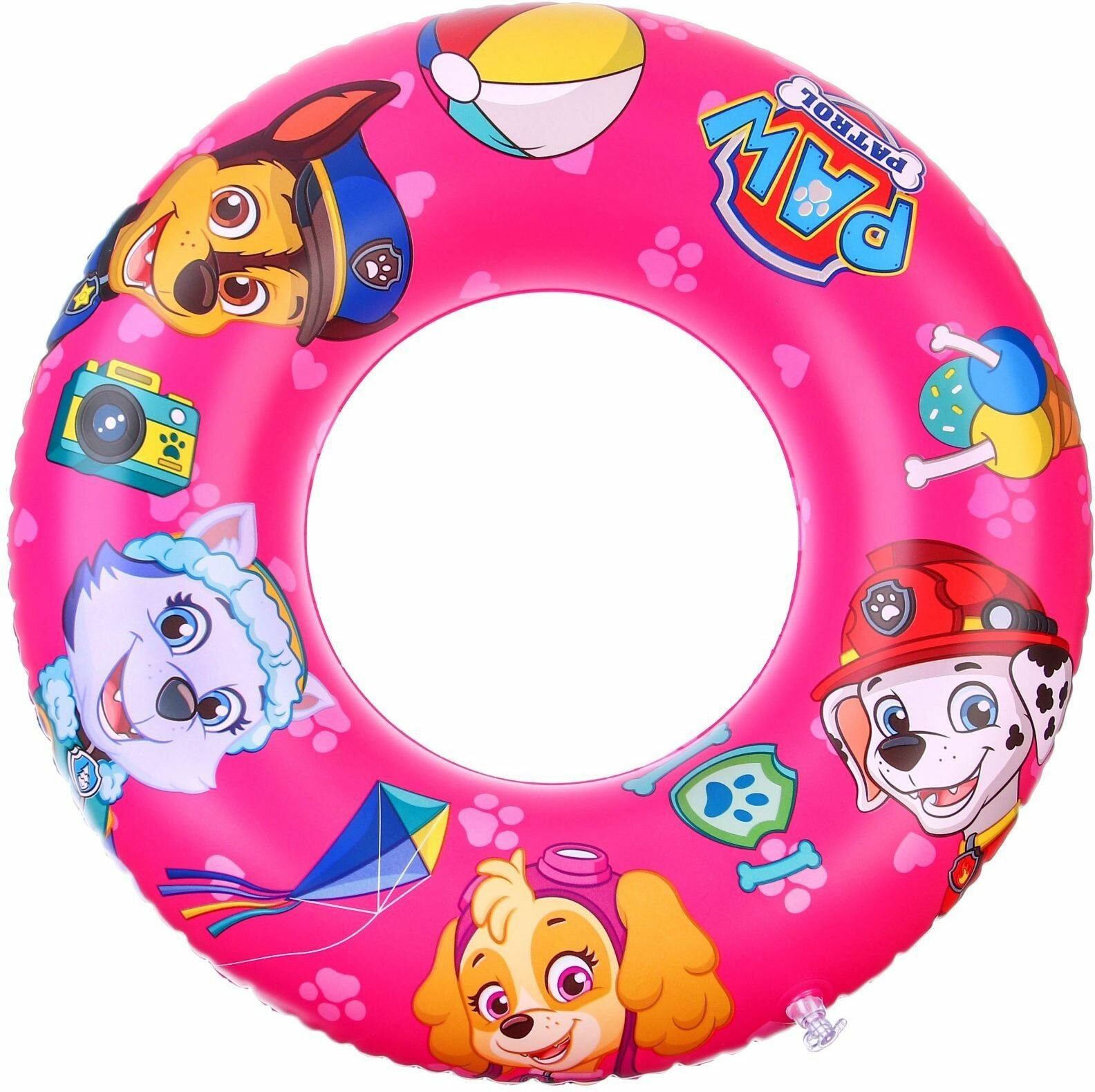 Детский надувной круг "Щенячий патруль" для плавания и купания на море и в бассейне, плавательный круг диаметр 55 см, цвет розовый, от 3 лет