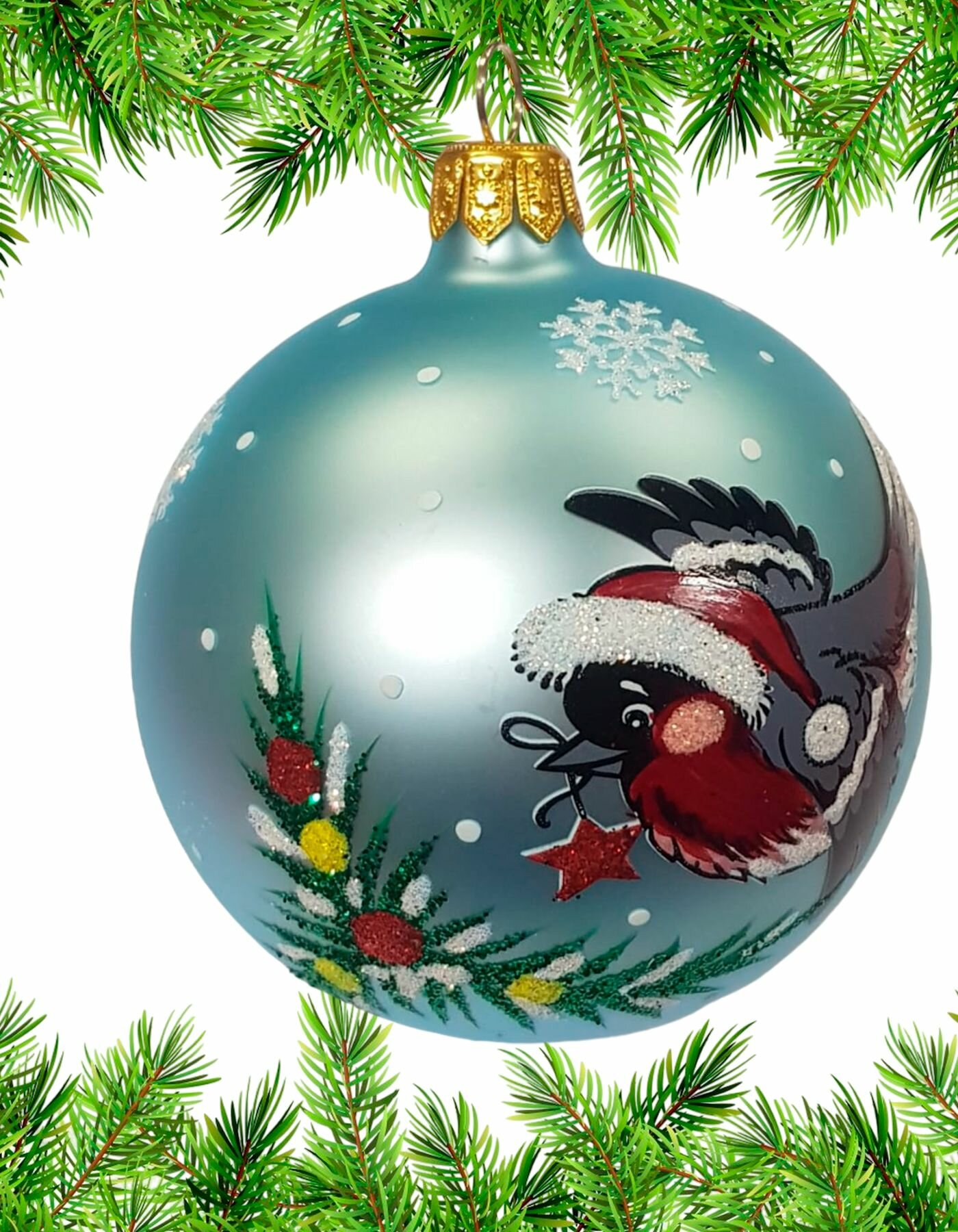 Шар на елку Визит 75мм голубой