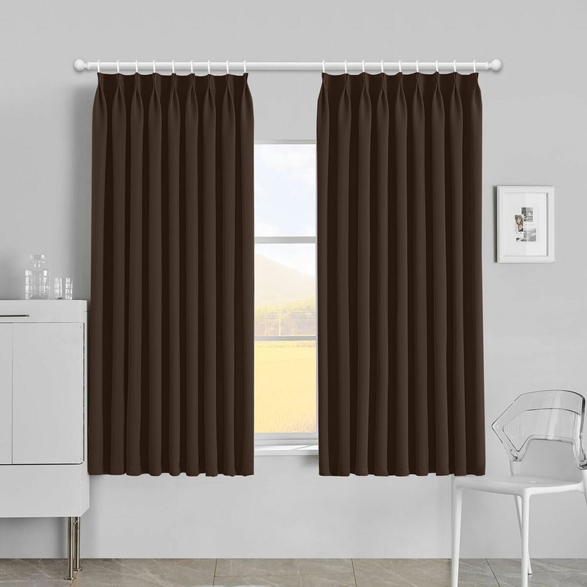 Шторы из ткани Рогожка короткие для кухни на ленте арт РГ-КОР-ППР-999