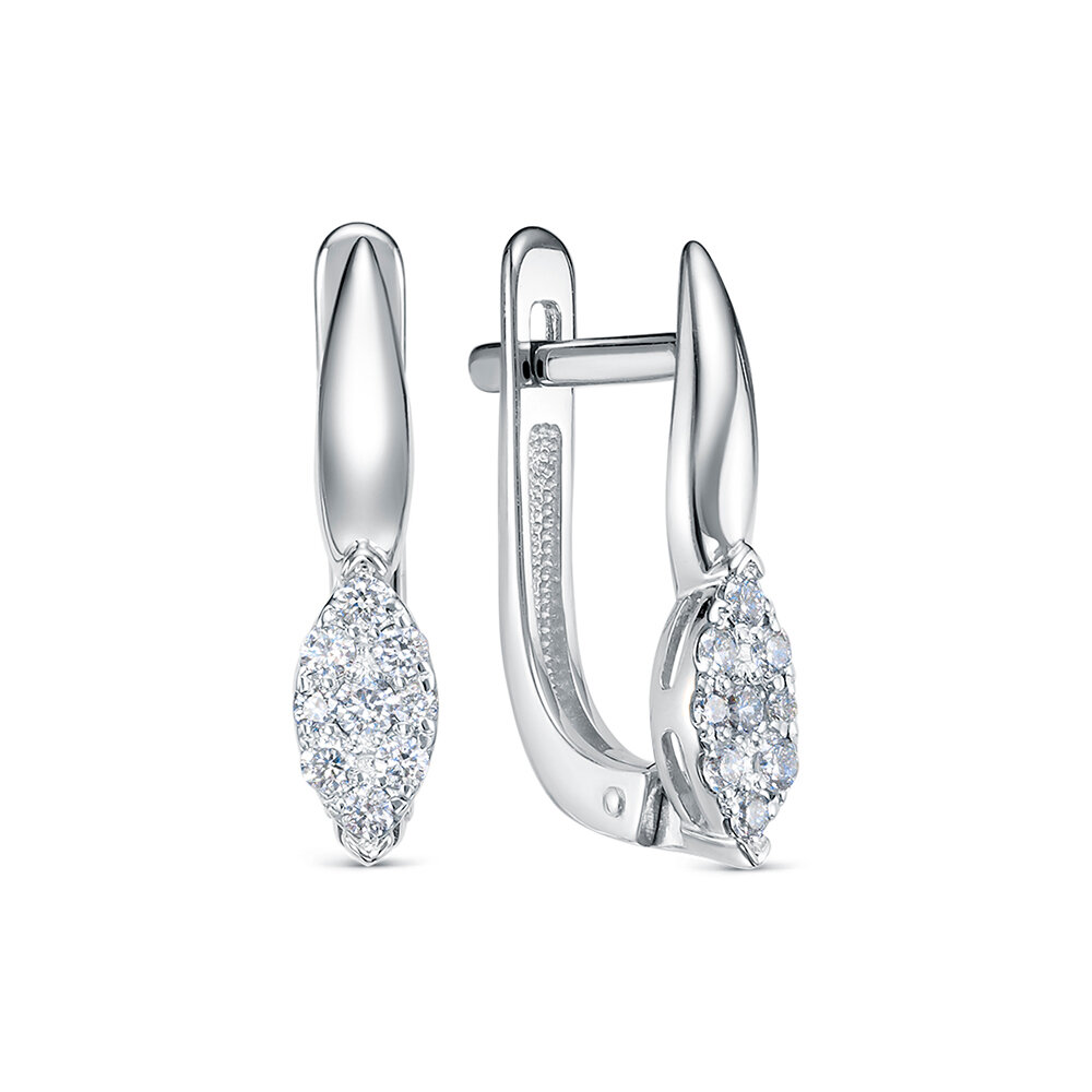 Серьги, белое золото, 585 проба, бриллиант