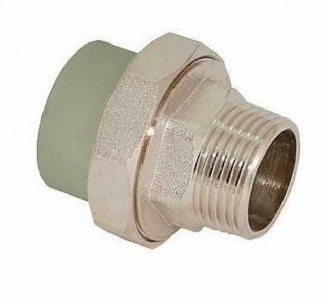 Муфта разъёмная Политэк 9800002501с 25х1" резьба - наружная серая