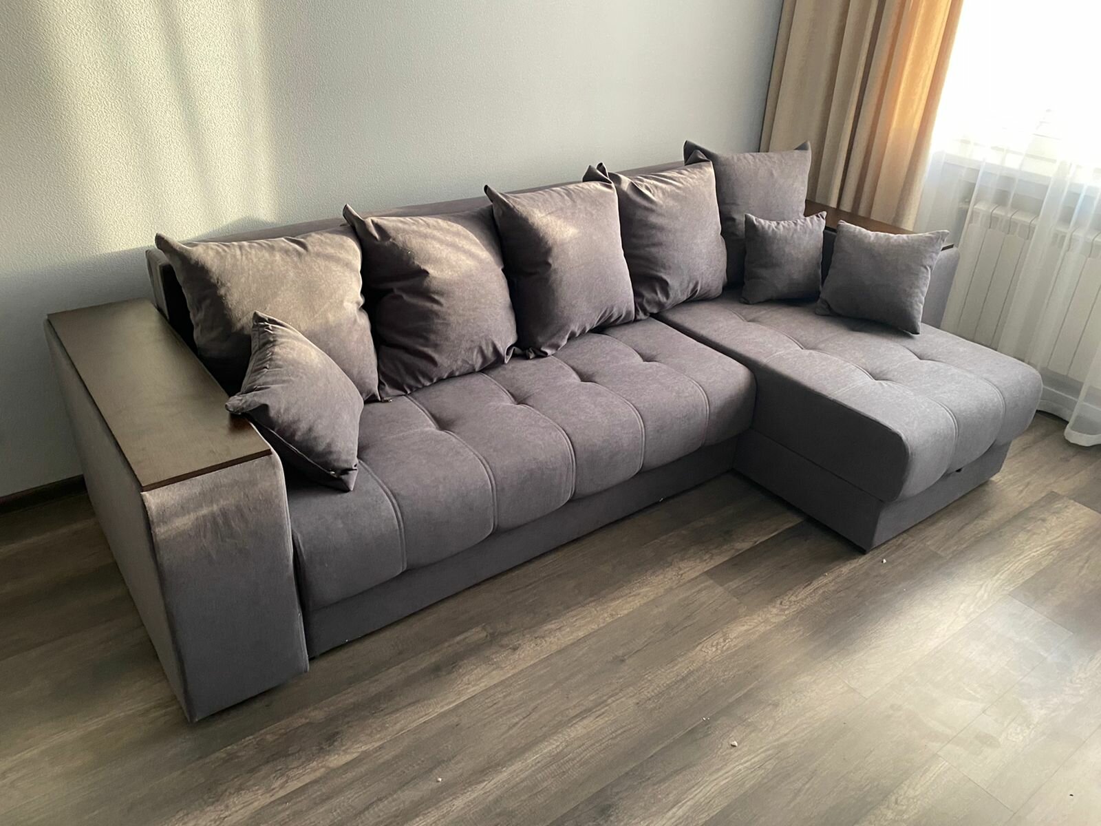 Диван угловой Дубай, 300х160х85см, наполнитель пружинный блок, ящик для белья, правый угол, RS-33