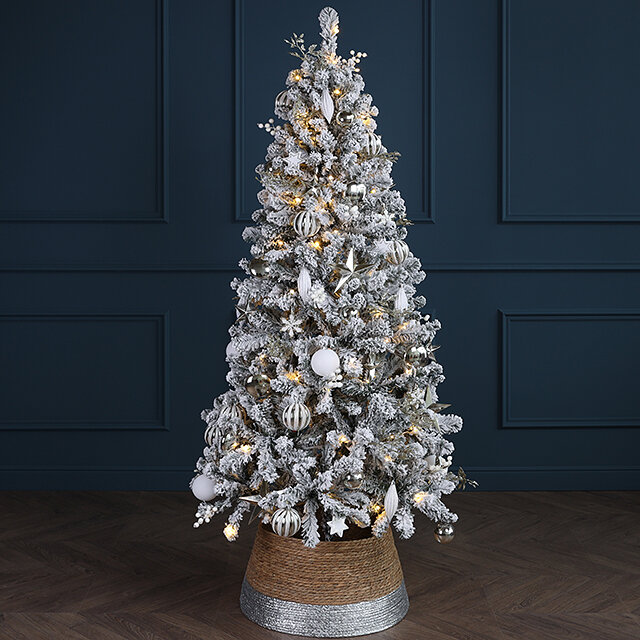 Искусственная елка с гирляндой и игрушками Атланта заснеженная 183 см, 120 теплых белых LED ламп, ПВХ, A Perfect Christmas, 31HATLS60L