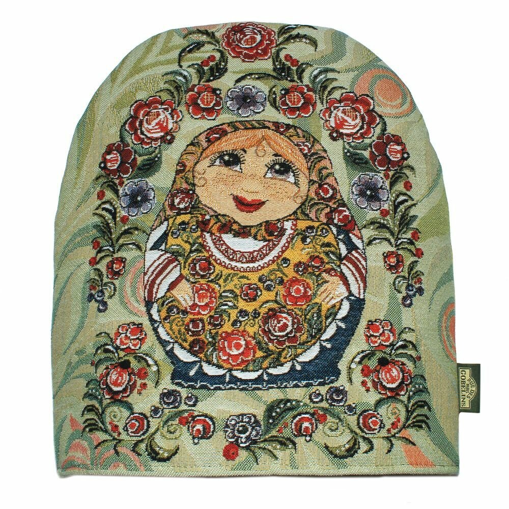 Чехол грелка на чайник Матрешка-Городец 34х31х3 гобелен, двухсторонняя