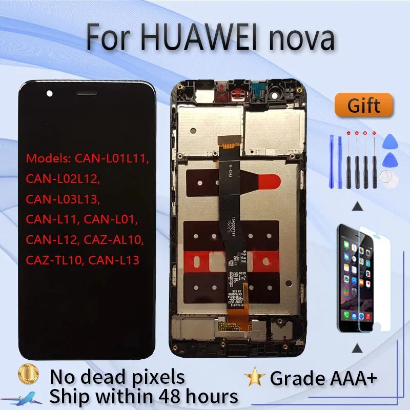 Для HUAWEI Nova CAN-L01 L11 L02 L12 L03 L13 L11 L01 L12 ЖК-экран в сборе с передним чехлом черный белый