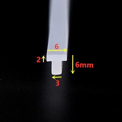 Прозрачная силиконовая уплотнительная лента Т-образная 6x6x3mm, 1M