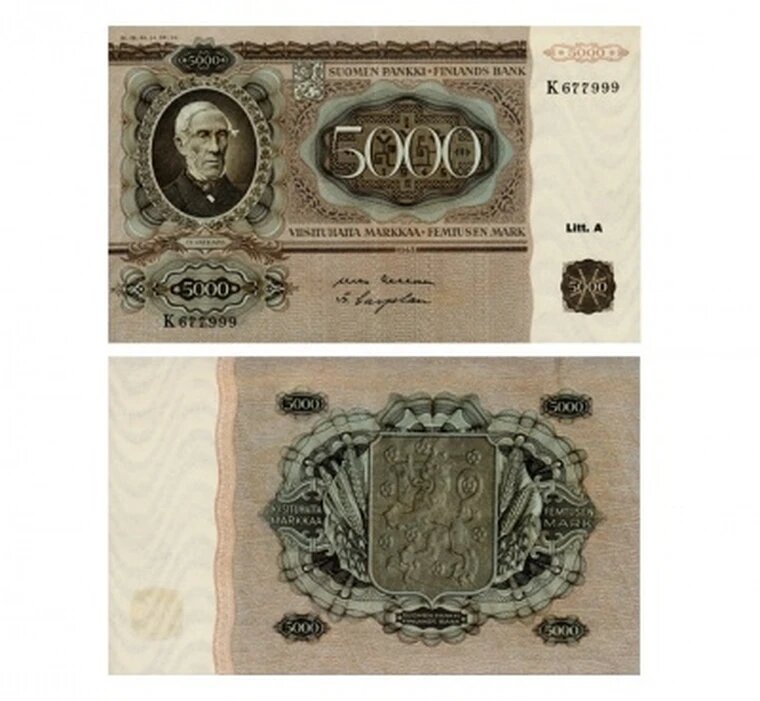 5000 марок 1945 Финляндия, сувенирная копия, банкноты и купюры редкие коллекционные