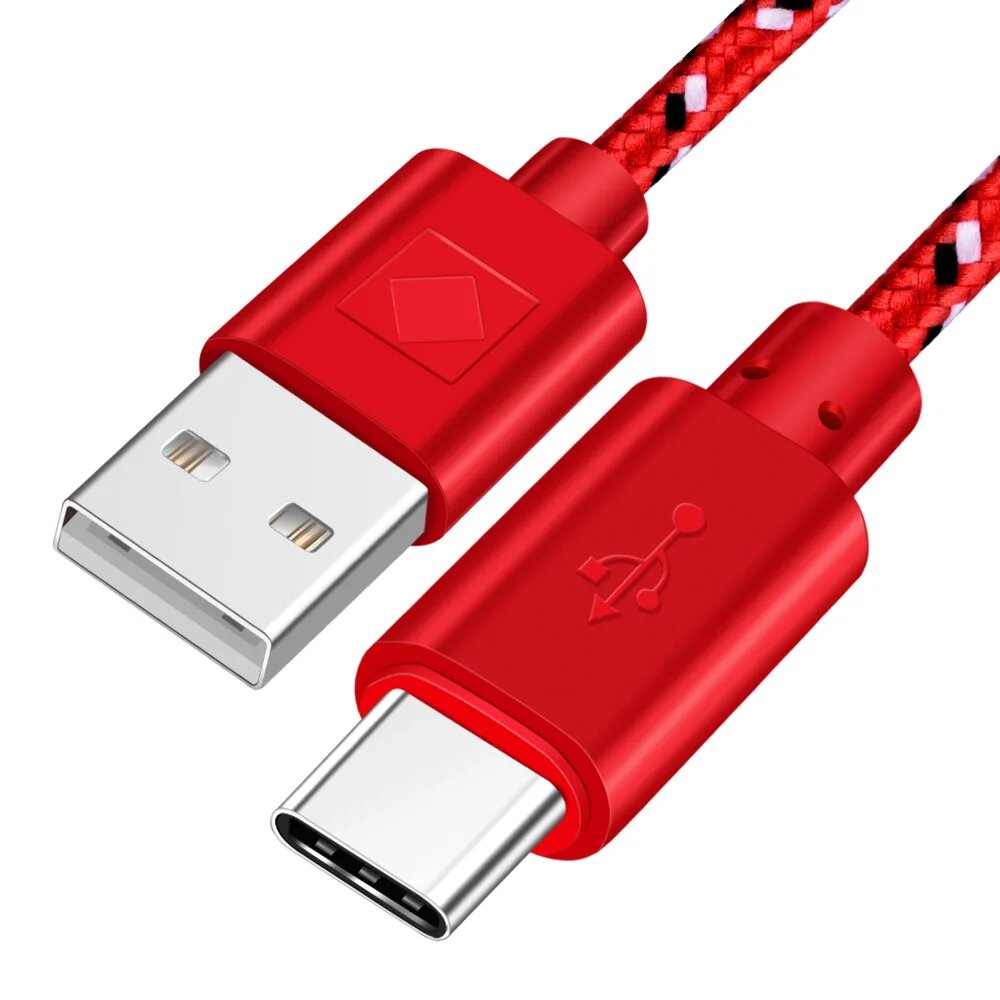 Красный кабель USB Type-C на USB, 1 м - быстрая зарядка