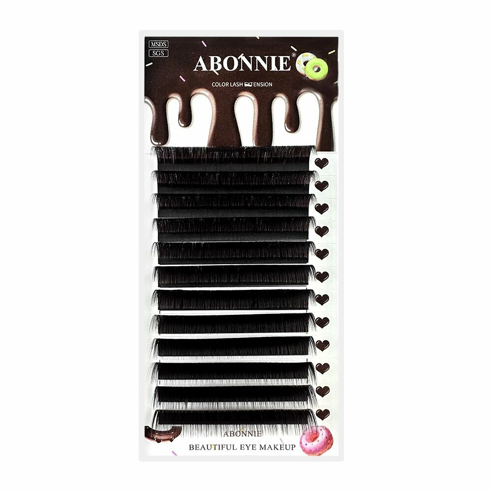 Nакладные ресницы Abonnie C изгиб, 0.03 мм, смесь длина, Chocolate