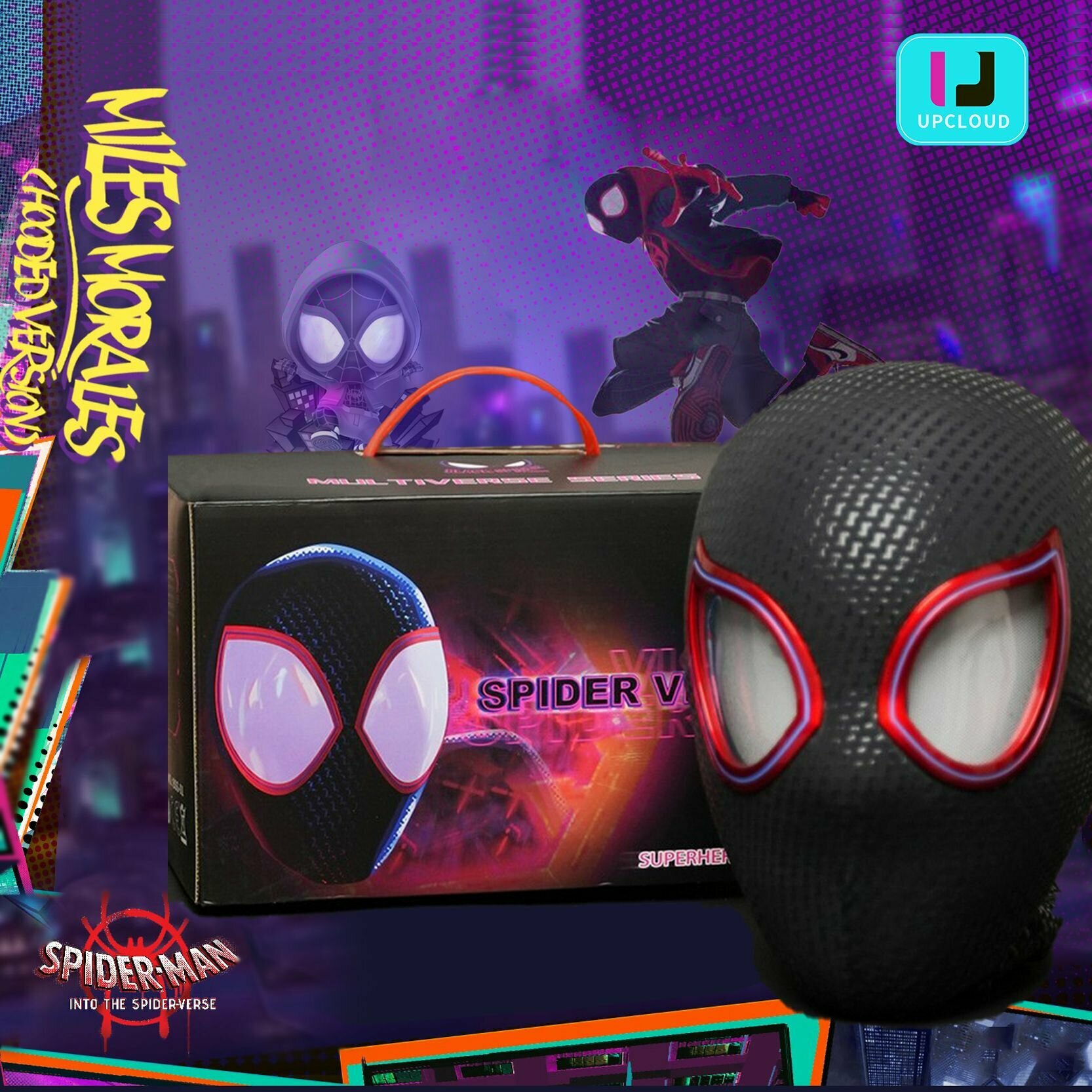 Человек-паук / Игрушечная маска паука, Сквозь Вселенную, Маска Майлза Моралеса /UPCLOUD Дистанционное управление