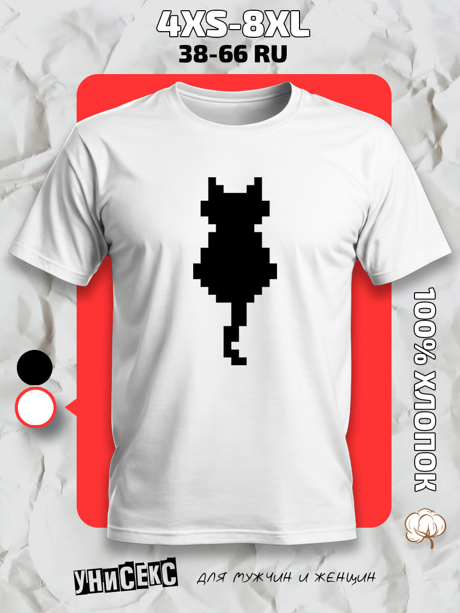 Футболка с принтом кот пиксель