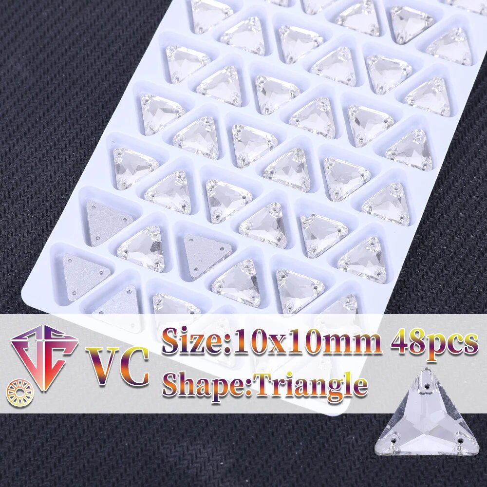 Треугольные стразы Cry 10x10mm, 48шт