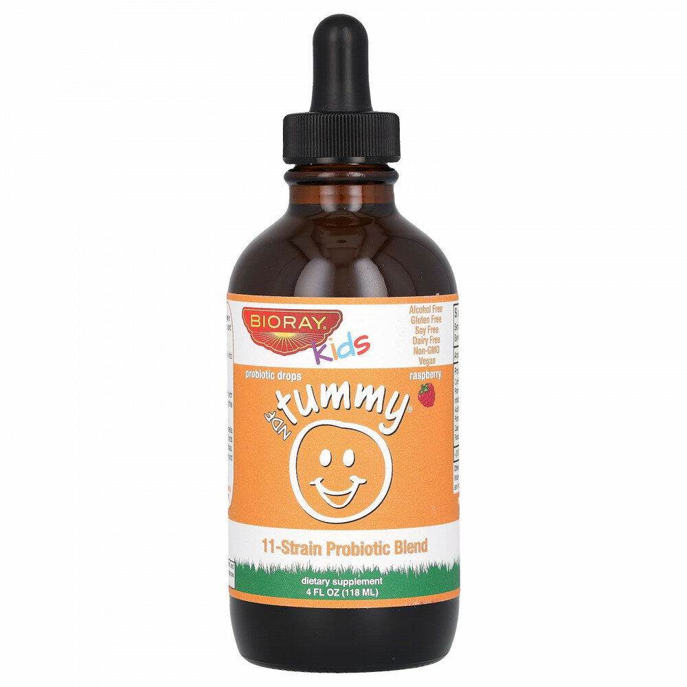 Bioray, NDF®, Tummy, для детей, смесь 11 штаммов пробиотиков, малиновый вкус, 118 мл (4 жидк. унции)