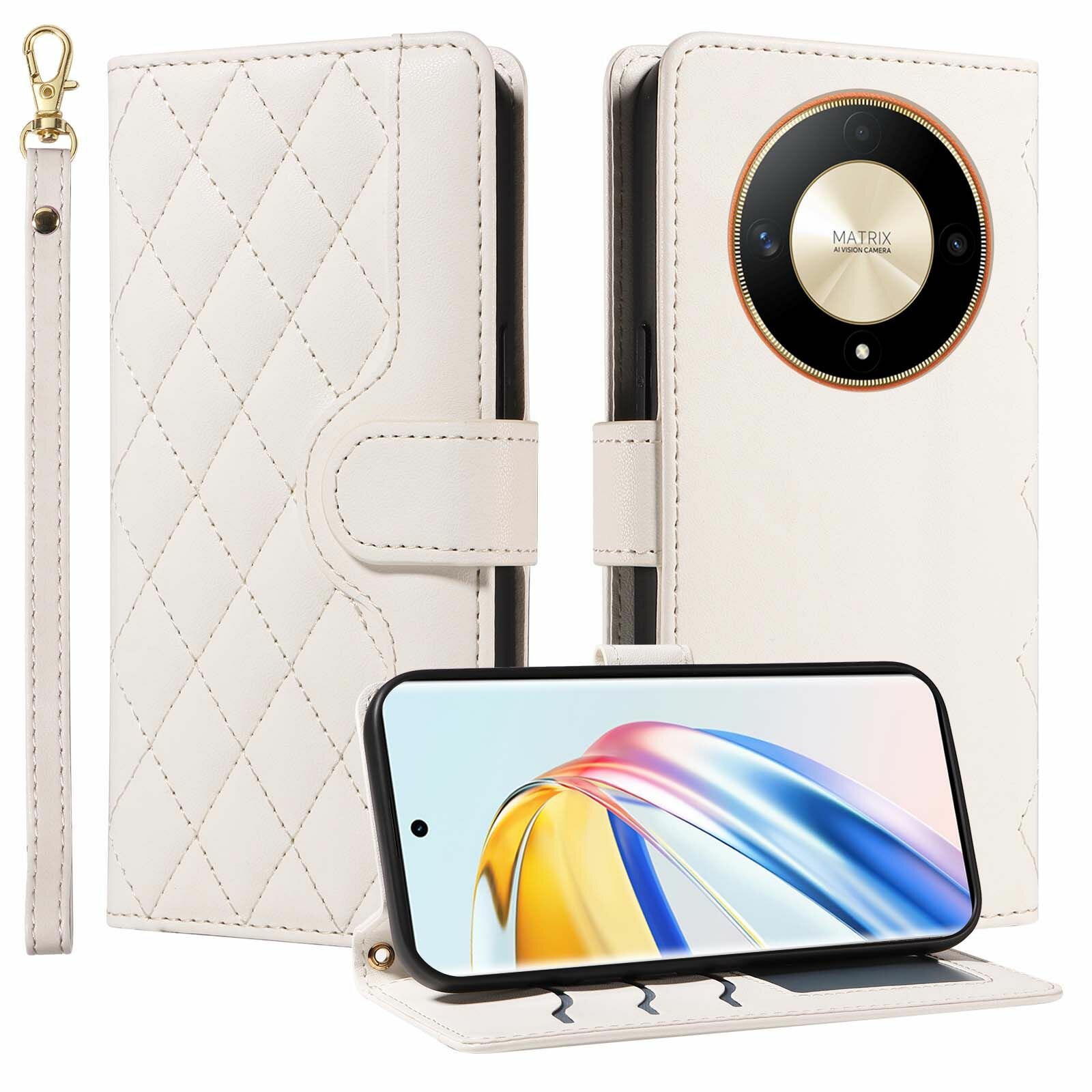 Чехол из матовой кожи для Honor X9b / Honor X50 ( Хонор X50 / Хонор X9b) , роскошный и стильный, устойчивый к падениям, со слотом для карт, с длинным и коротким шнурками