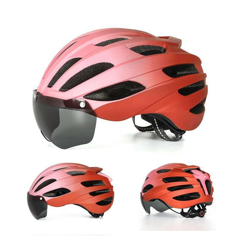 Шлем велосипедный Легкий и удобный велошлем С защитными очками и перезаряжаемыми задними фонарями -EJ