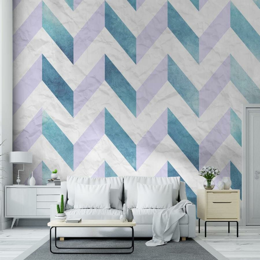 Фотообои Бирюзовая геометрия 14-143-S-Велюр 270 x 200 см (ВхШ) Бесшовные, флизелиновые, влагостойкие обои MasterFresok