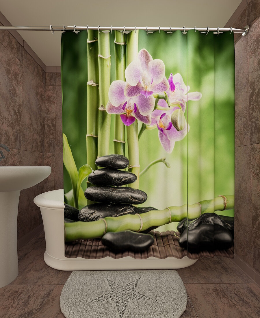 Фотоштора для ванной Арт Паула Бамбук Оксфорд В: 200 см Ш: 145 см