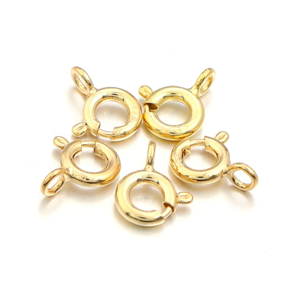 Стерлинговое серебро 925 пробы, пружинные застежки-кольца, 5 шт. 5.5mm, gold