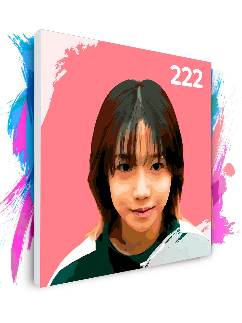 Картина по номерам на холсте Игра в кальмара 2 - Ким Чжун Хи Игрок 222, 50 х 50 см