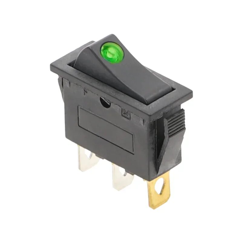 Переключатель KCD3 220В Dot-2D3P-Green-LED